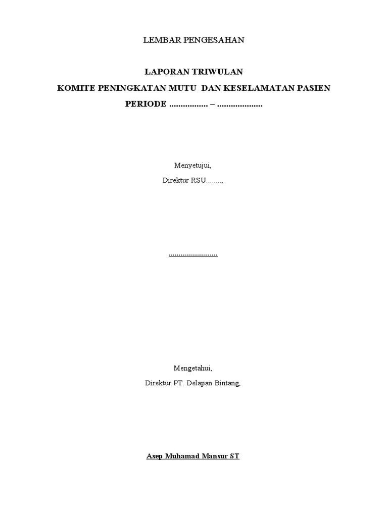 Lembar Pengesahan Program Kerja PMKP | PDF