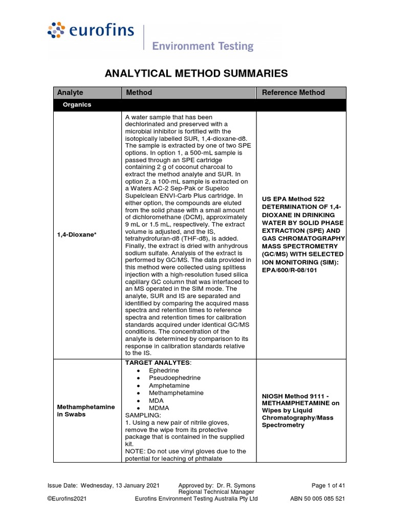 Analytical Method Summaries | PDF | Chromatography | Gas Chromatography