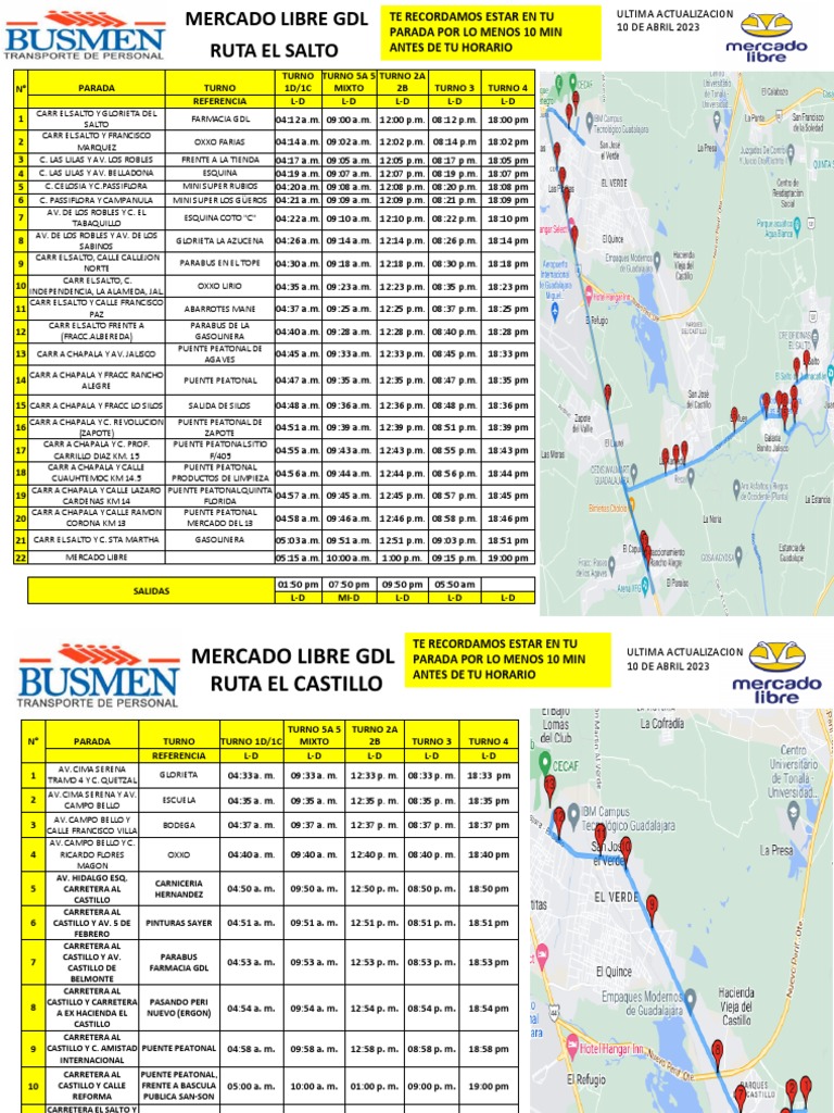 Rutas Meli Abril (2023) | PDF