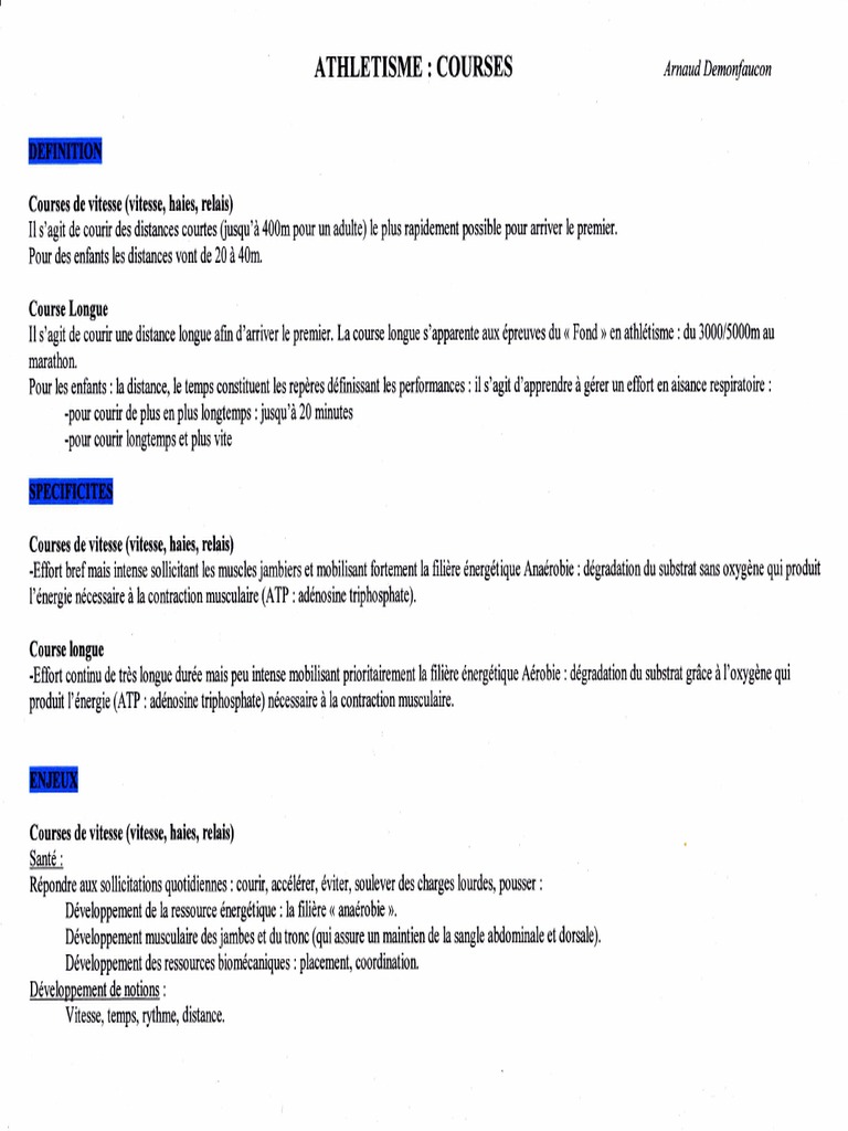 Athlétisme Course | PDF | Muscle squelettique