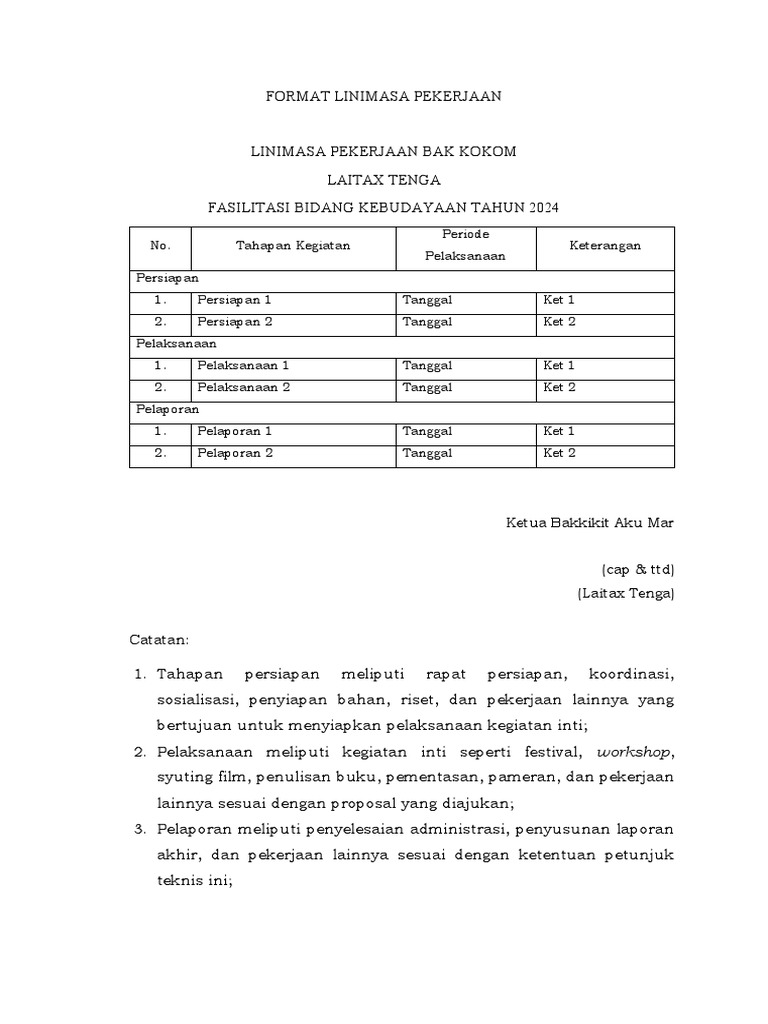 Contoh Linimasa Kegiatan Kebudayaan | PDF