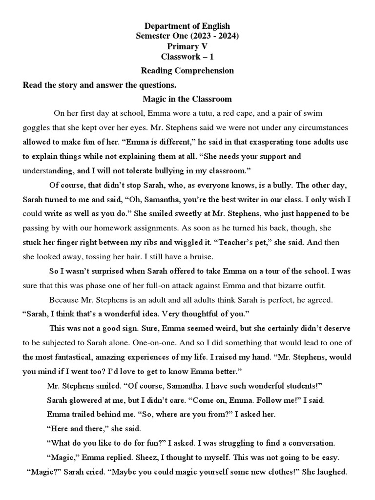 Magic in The Classroom (CW 1) | PDF