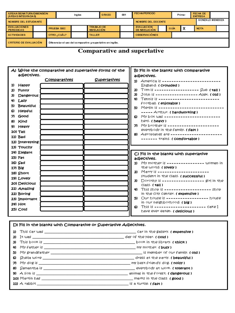 Guia Comparativos y Superlativos | PDF | Grammar