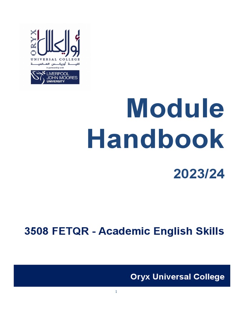 Module Handbook 3509FETQR Academic English Skills | PDF | Lecture ...