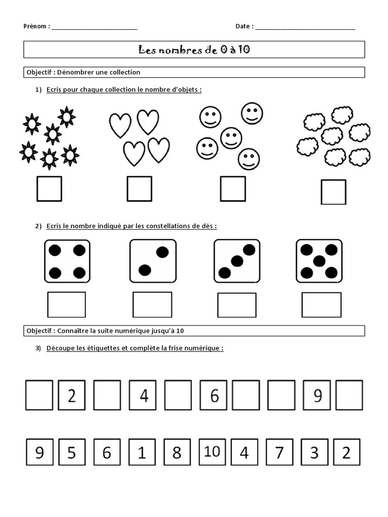 Les Nombres de 1 À 10 | PDF