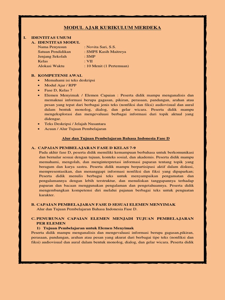 Contoh Modul Ajar | PDF