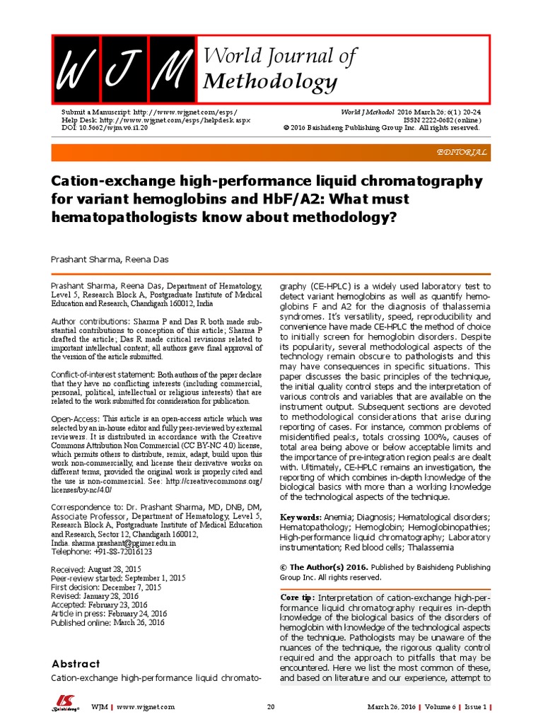 Cation-Exchange High-Performance Liquid Chromatography For Variant ... Cation-Exchange High-Performance Liquid Chromatography For Variant ...