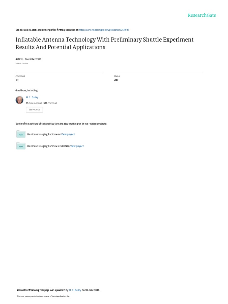 Inflatable Antenna Technology With Preliminary Shu | PDF | Physical ...
