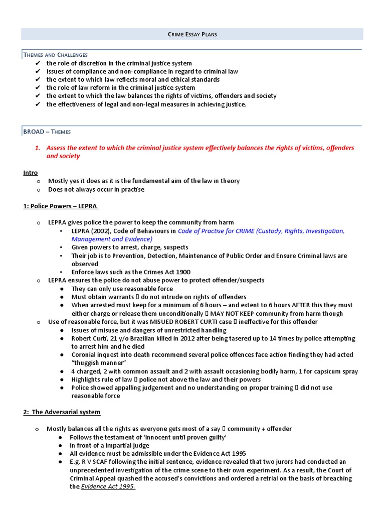 Crime - Essay Plan | PDF | Bail | Crimes