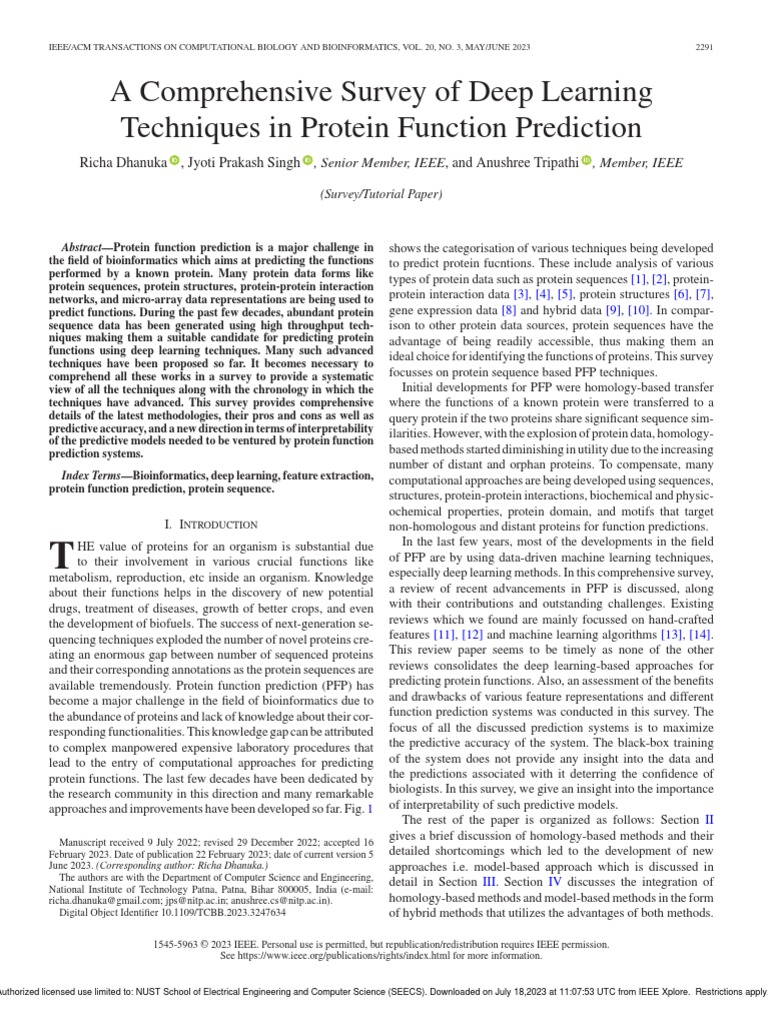 A Comprehensive Survey of Deep Learning Techniques in Protein Function ... A Comprehensive Survey of Deep Learning Techniques in Protein Function ...
