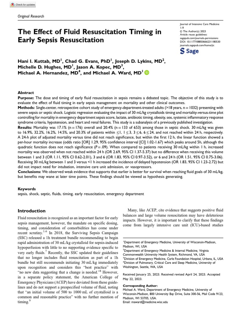 Kuttab Et Al 2023 The Effect of Fluid Resuscitation Timing in Early ... Kuttab Et Al 2023 The Effect of Fluid Resuscitation Timing in Early ...
