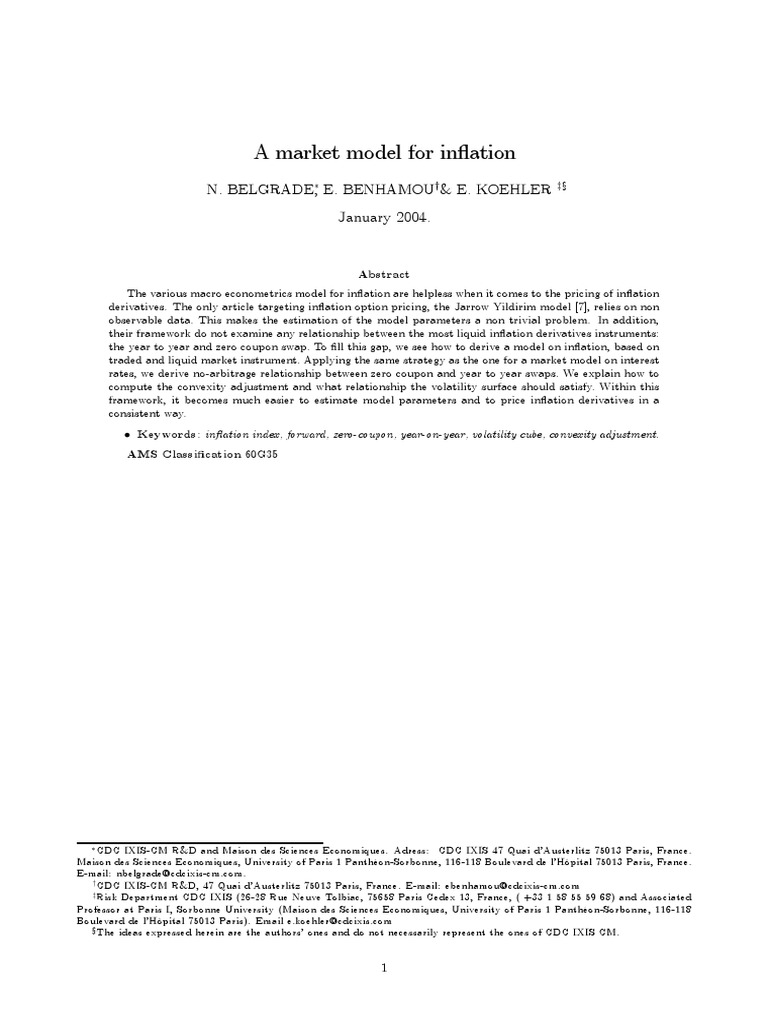 Market Model For Inflation | PDF | Option (Finance) | Inflation