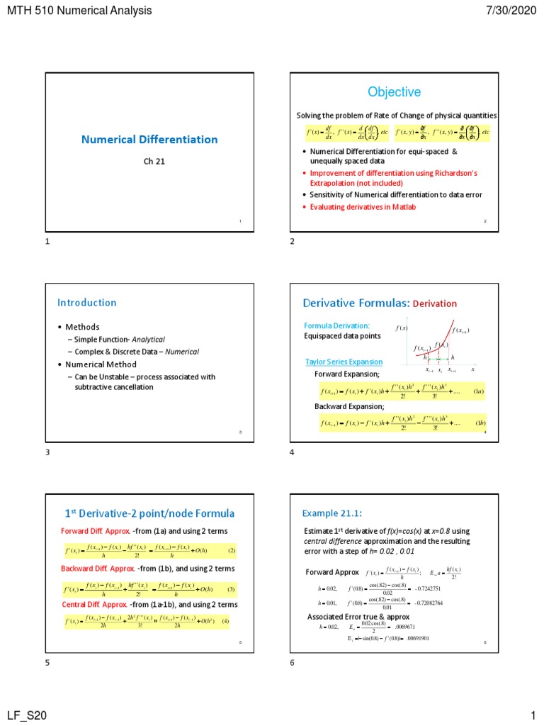 21 Numerical Differentiation | PDF | Numerical Analysis | Derivative