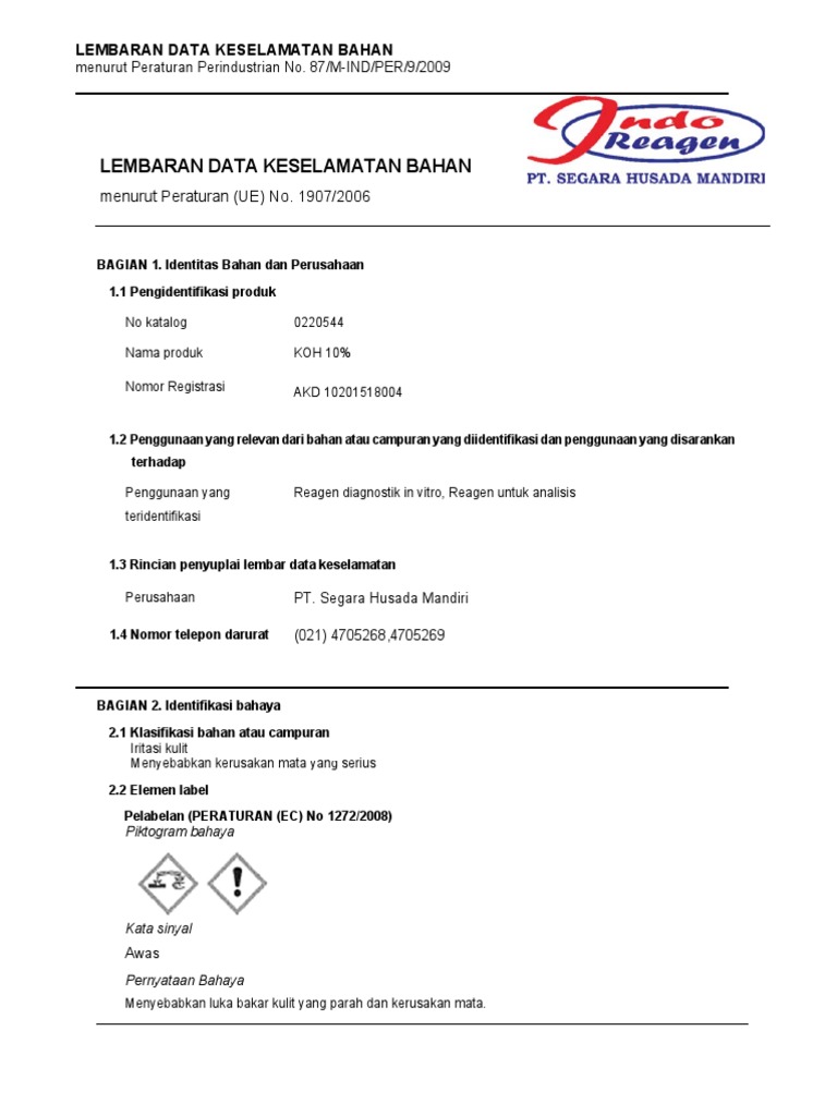 MSDS Indoreagen KOH | PDF