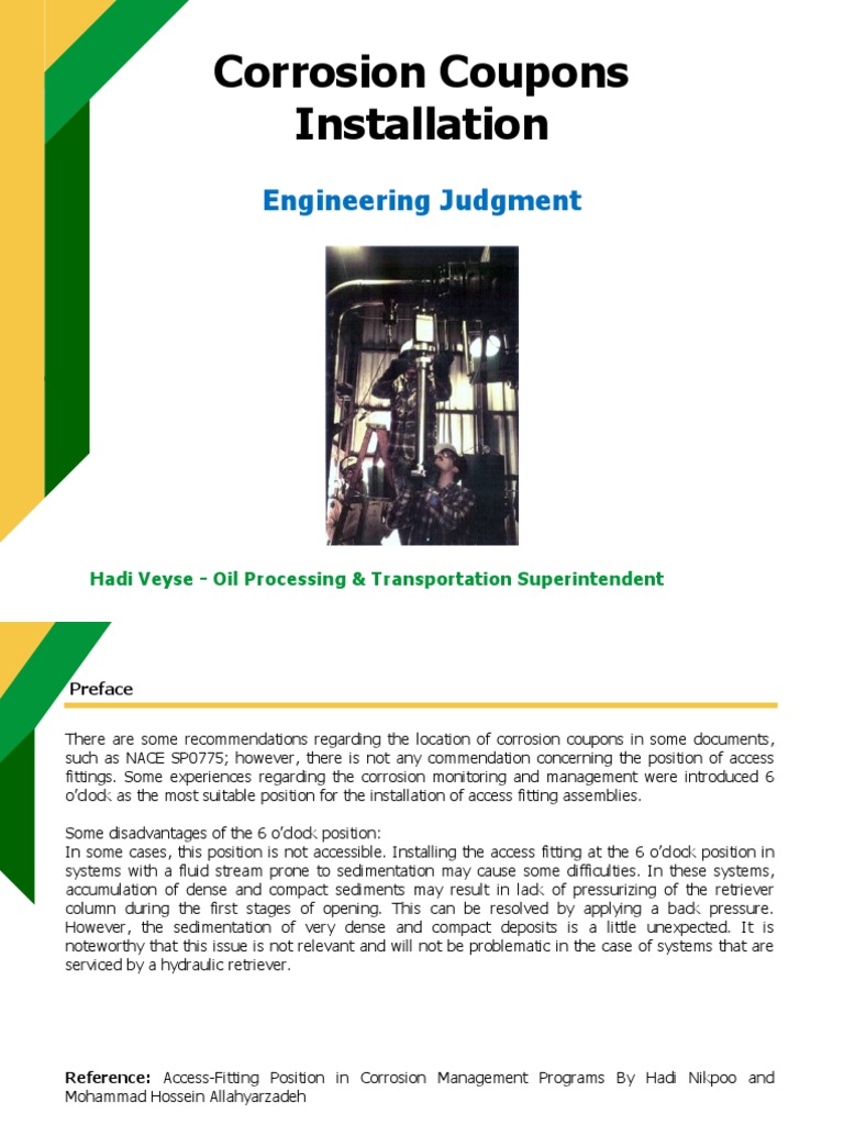 Corrosion Coupon Installation Guidelines | PDF | Pipeline Transport ...