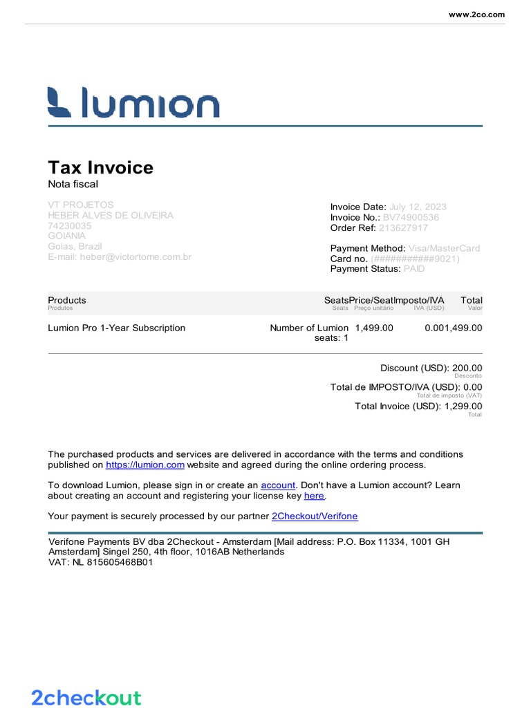 Tax Invoice: Nota Fiscal | PDF