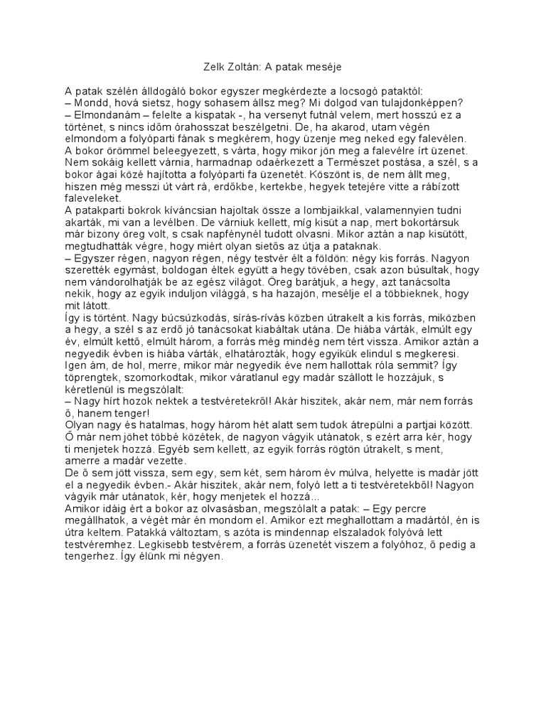 Zelk ZoltánM A Patak Meséje | PDF