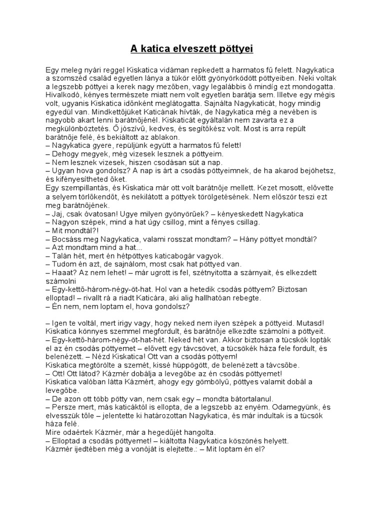 A katica elveszett pöttyei | PDF
