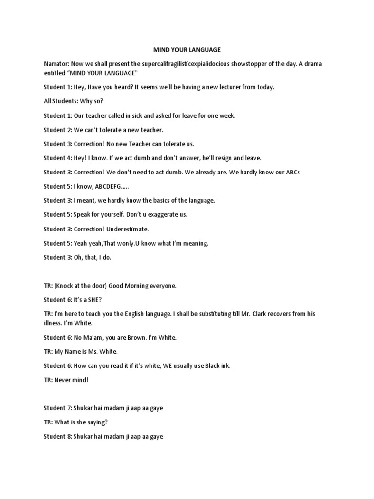 Mind Your Language | PDF