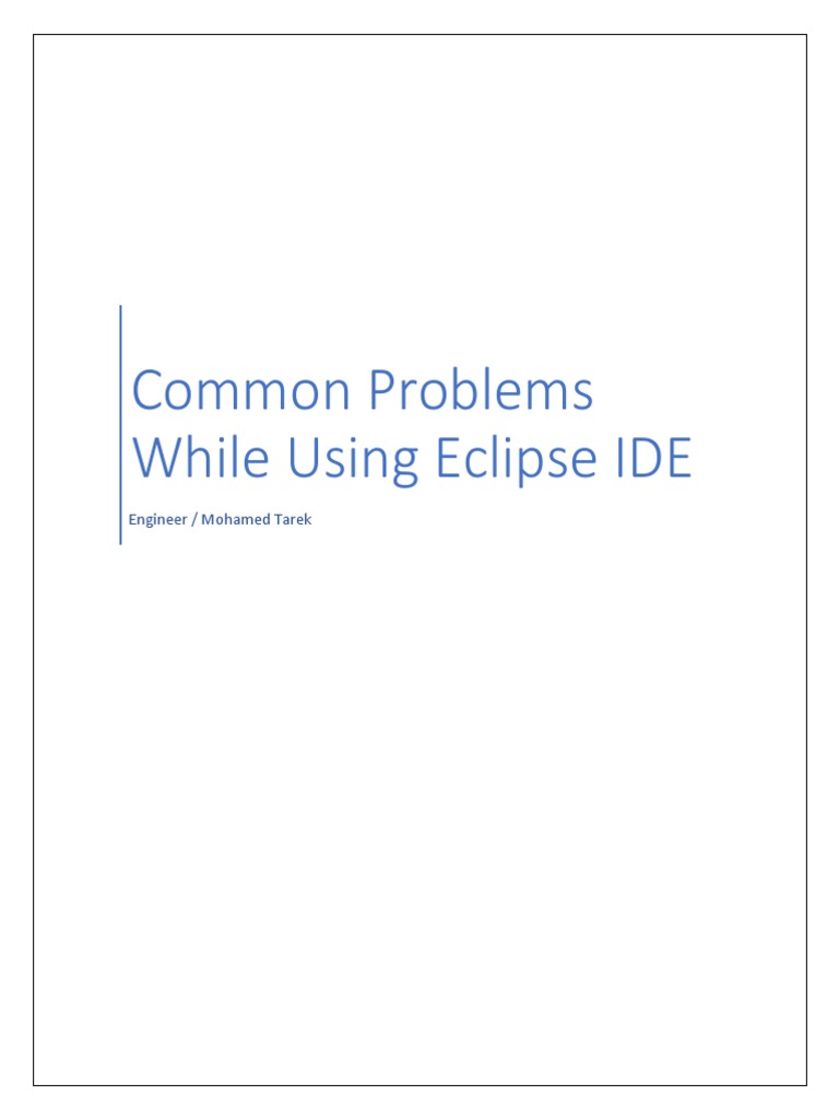 Mon Problems While Using Eclipse Ide Pdf Software Development Software Engineering