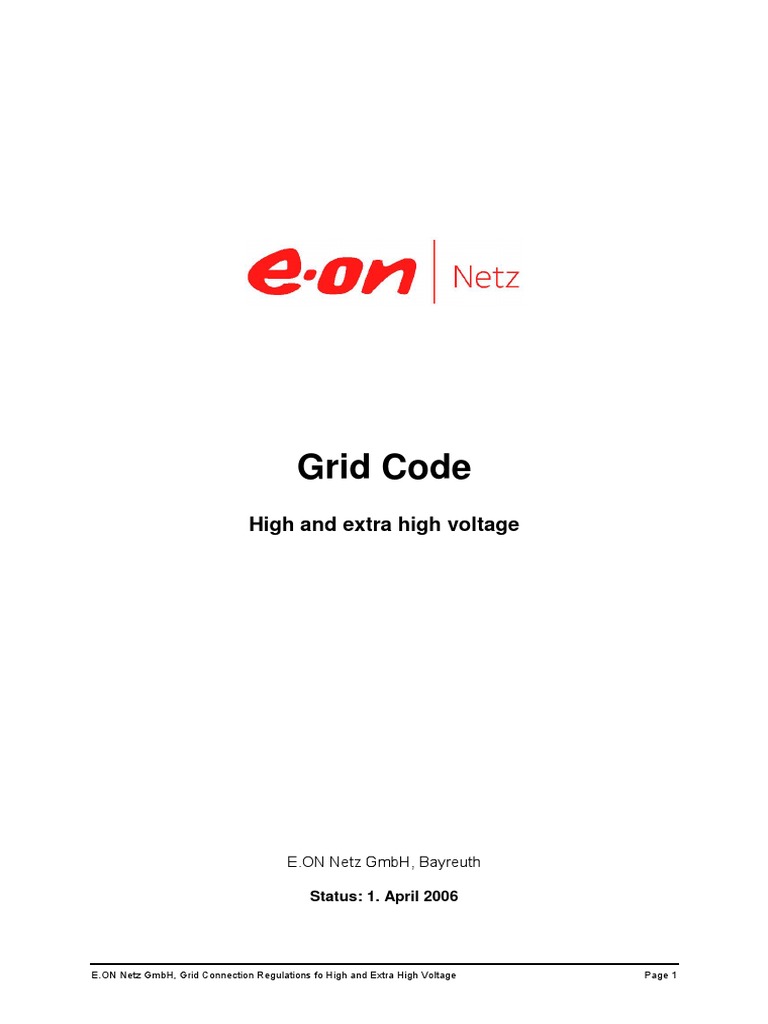 EON Grid Code High and Extra High Voltage | PDF | Electrical Grid ...