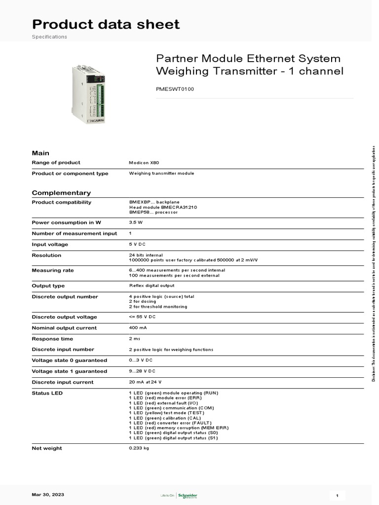 Modicon X80 Modules - PMESWT0100 | PDF | Programmable Logic Controller | Input/Output