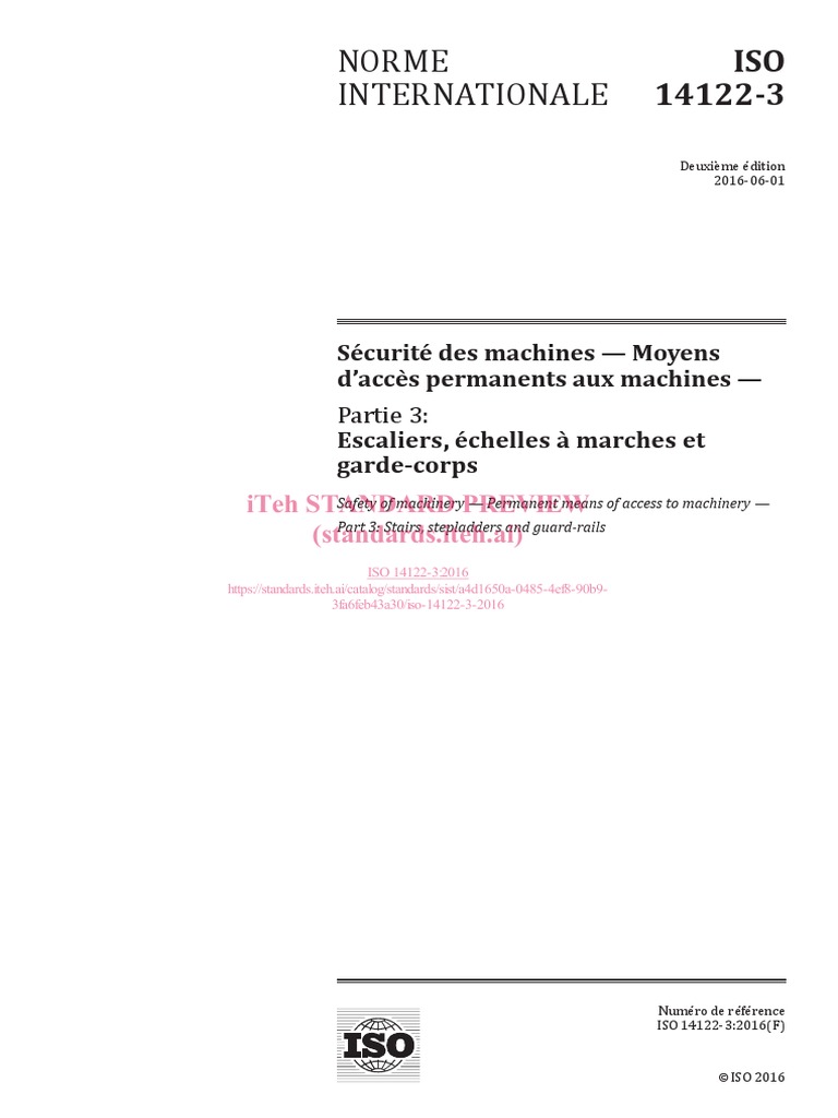 Iso 14122 3 2016 | PDF | Organisation internationale de normalisation ...
