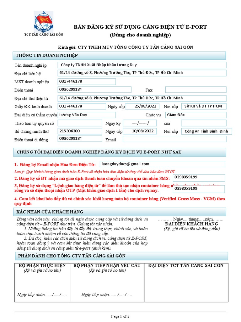KHKD. Mau dang ky dich vu Eport 21.08.2018 SNP Doanh nghiệp | PDF