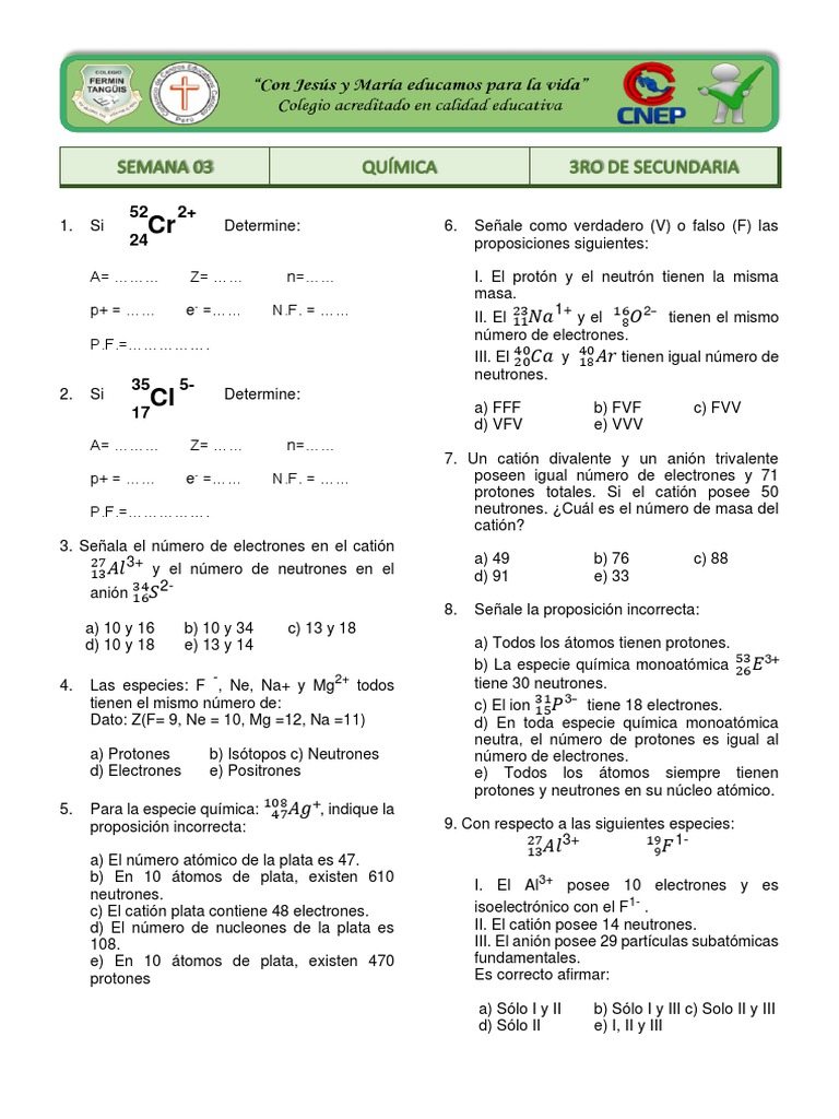 Ficha de Trabajo Iones 2023 | PDF | Átomos | Ion