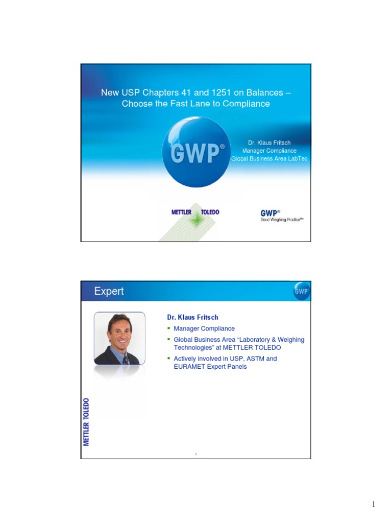 GWP USP 41 1251 Webinar Slides en | PDF | Weighing Scale | Weight