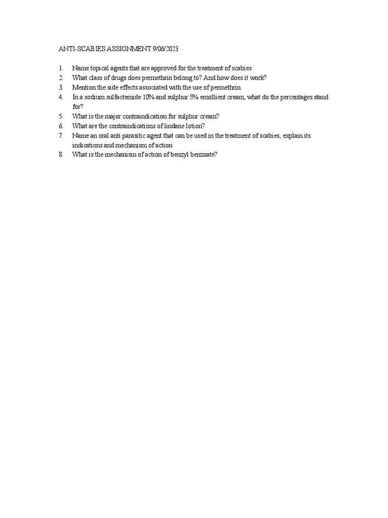 Anti Scabies Assignment | PDF