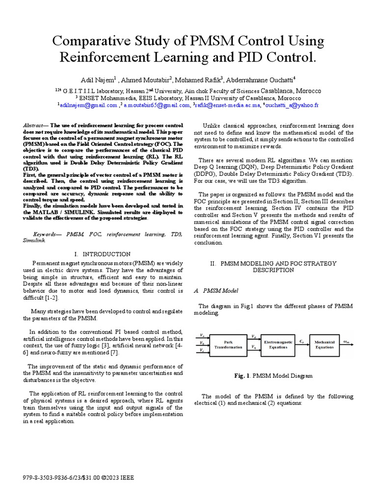 PMSM Control: RL vs PID Study | PDF | Control Theory | Applied Mathematics