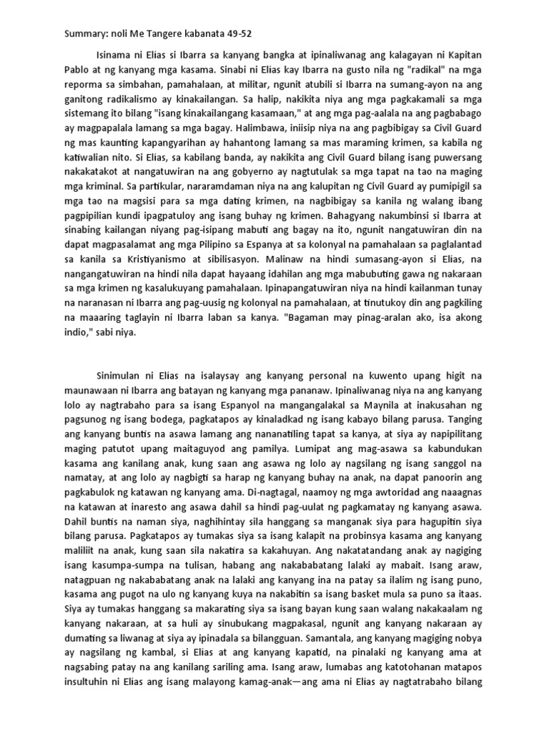 Summary Noli Me Tangere Kabanata 49 To 52 | PDF Summary Noli Me Tangere Kabanata 49 To 52 | PDF