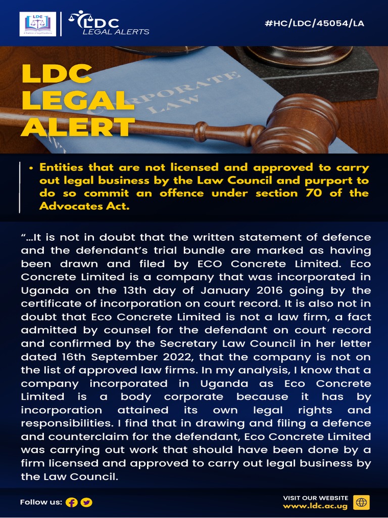 Entities That Are Not Licensed and Approved To Carry Out Legal Business by The Law Council and ...