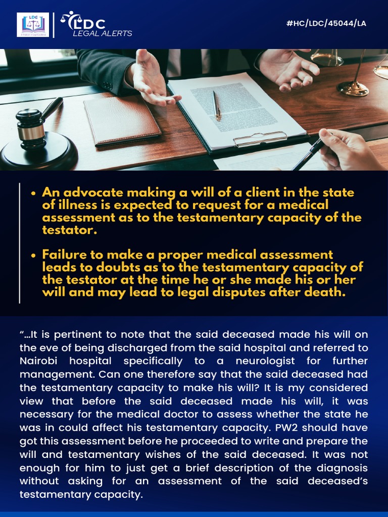 Testamentary Capacity Legal Analysis | PDF | Will And Testament | Civil ...