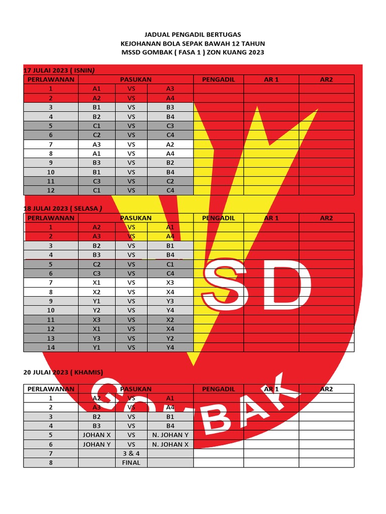 Jadual Pengadil Bertugas | PDF