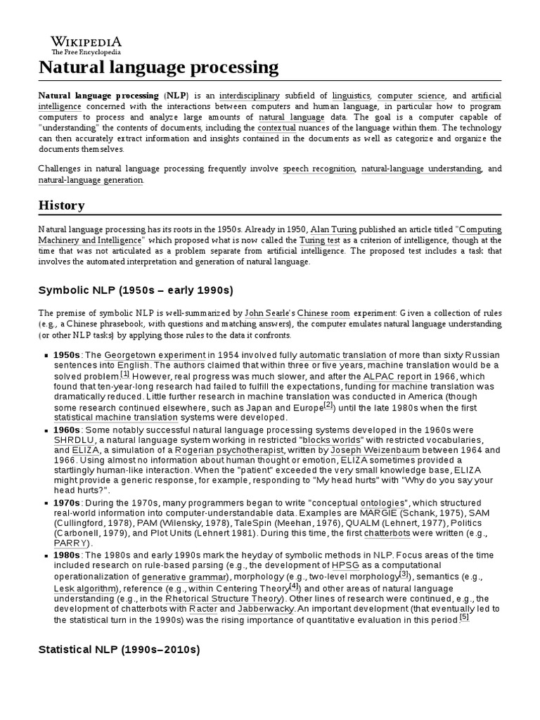 Natural Language Processing | PDF | Cognitive Science | Cybernetics