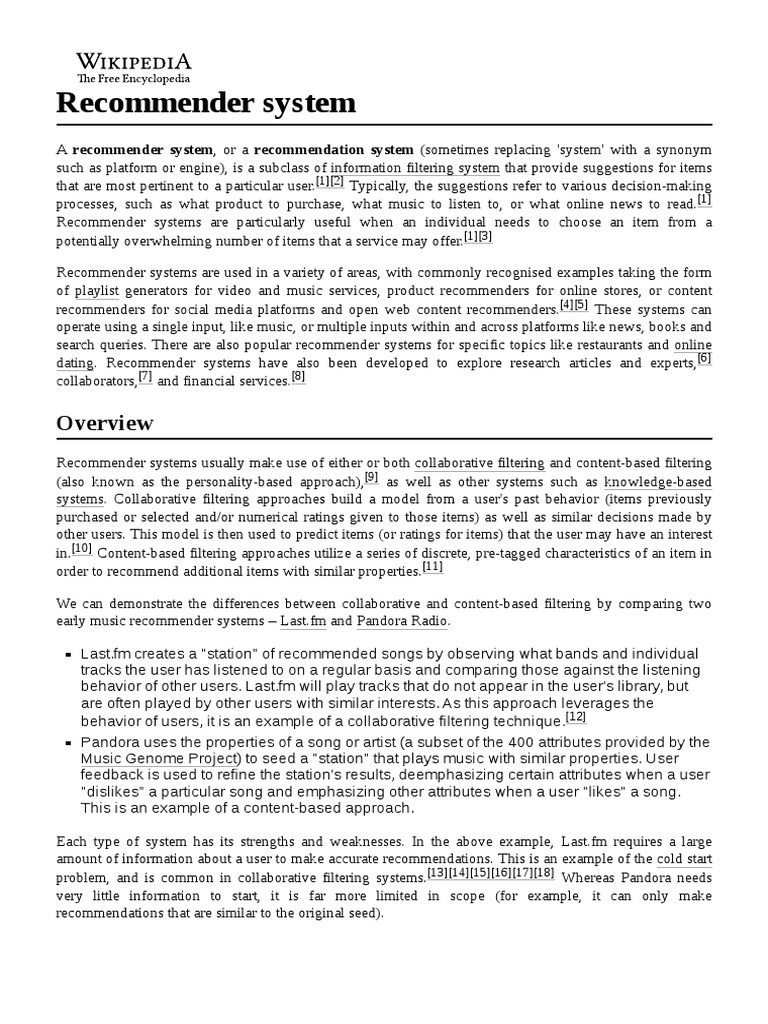 Recommender System | PDF