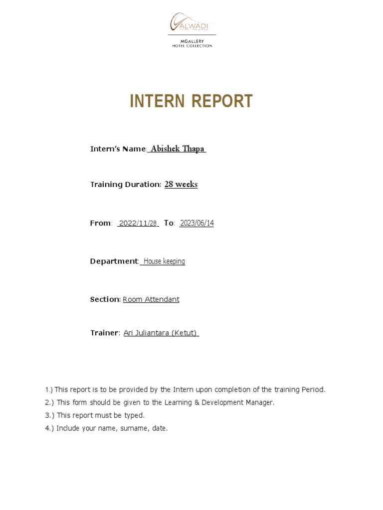 Housekeeping Intern SWOT Report | PDF | Housekeeping | Business