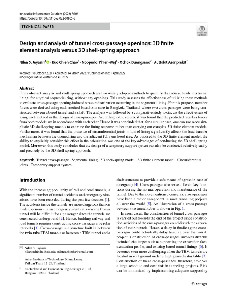 Tunnel Cross-Passage Design Analysis | PDF | Tunnel | Finite Element Method