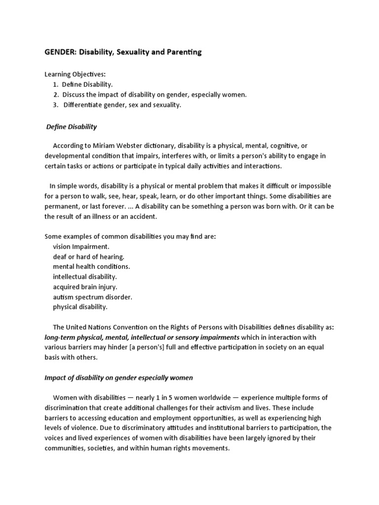 Module 5, Gender and DISABILITY | PDF | Disability | Gender Studies