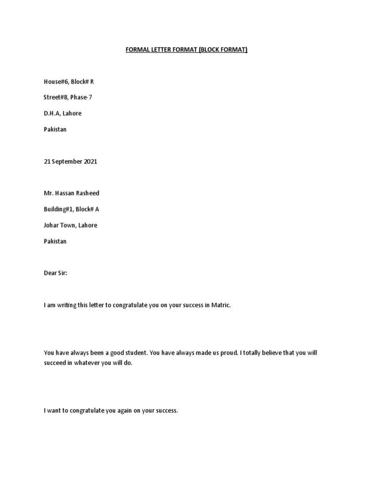 Formal Letter Format | PDF