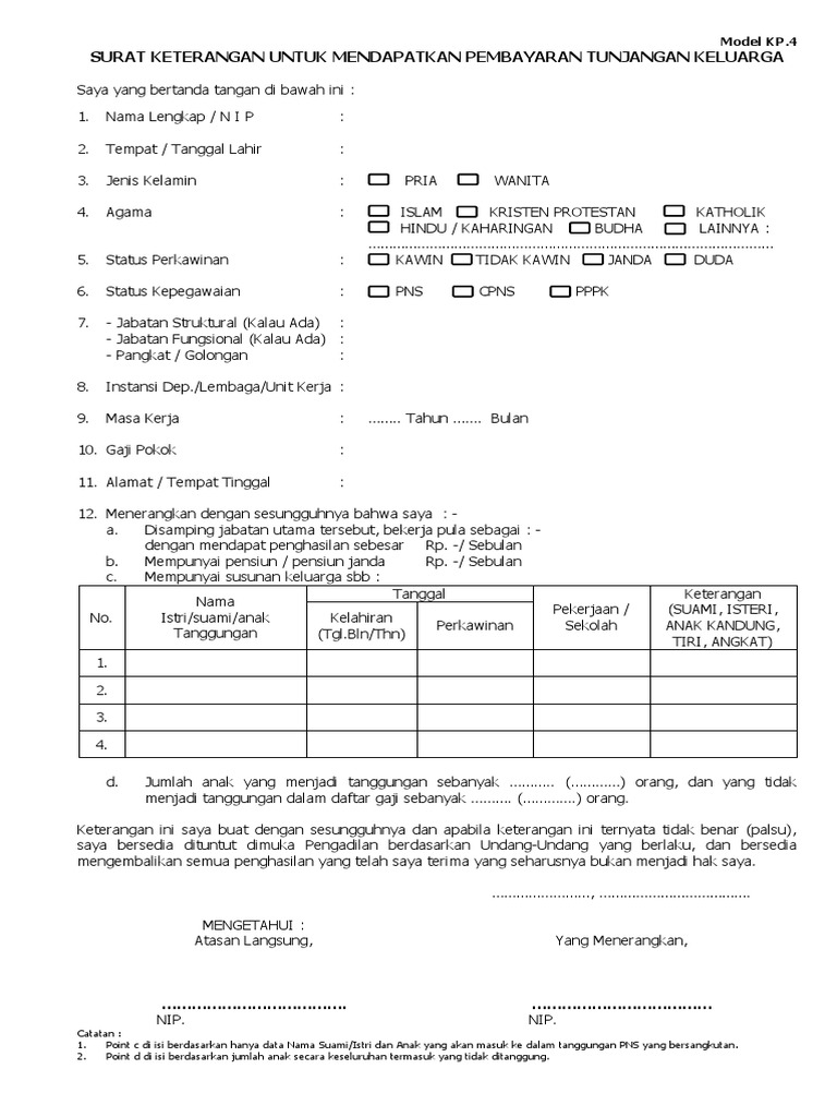 Format KP4 PNS Dan PPPK | PDF