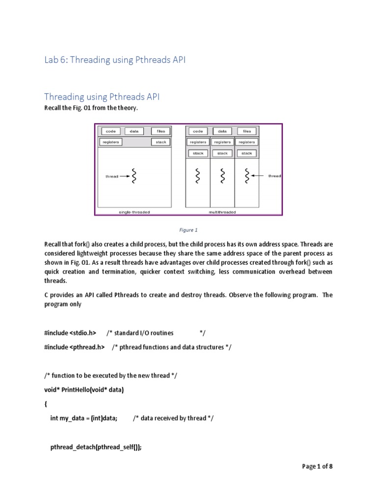 Lab 5 Threading Using Pthreads Api Download Free Pdf Parameter Computer Programming 