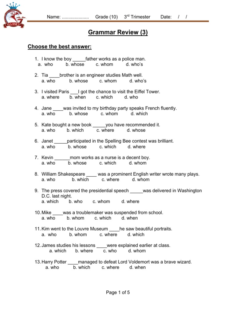 Grammar Review | PDF