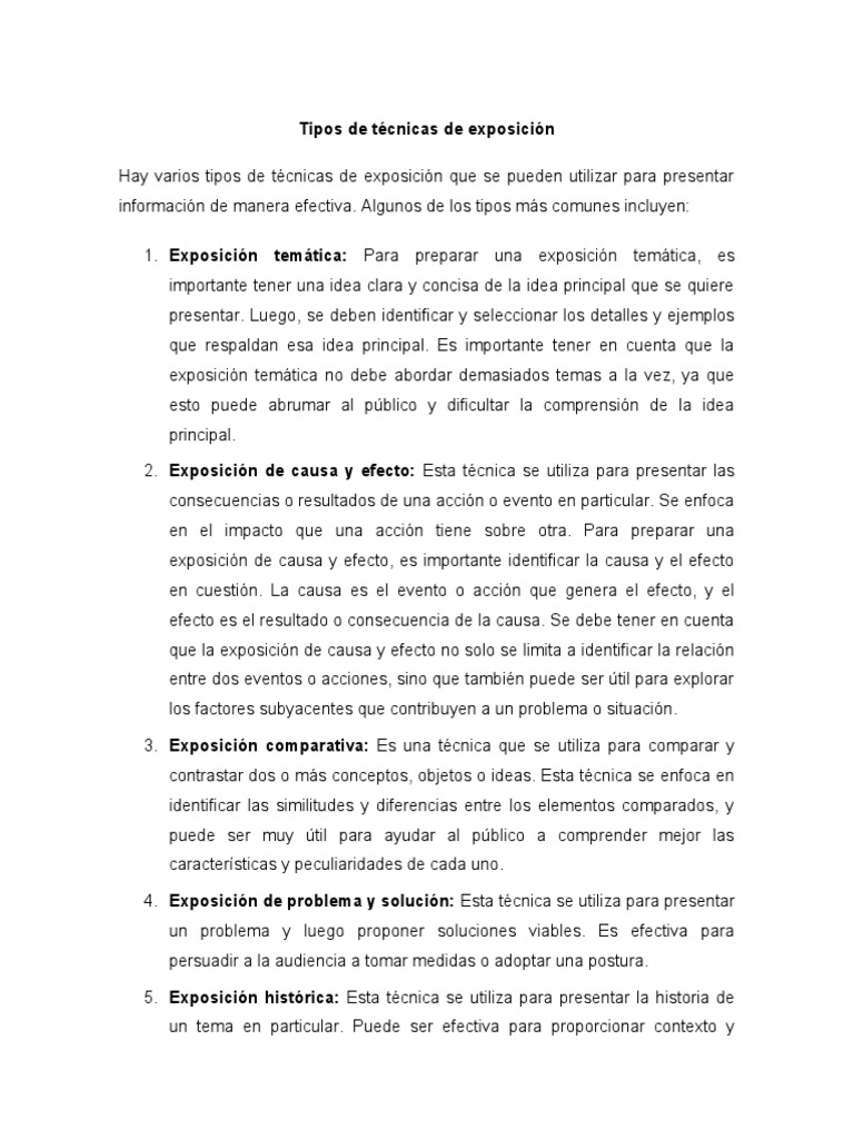 Tipos de Tecnicas de Exposicion | PDF | Persuasión | Ciencia cognitiva