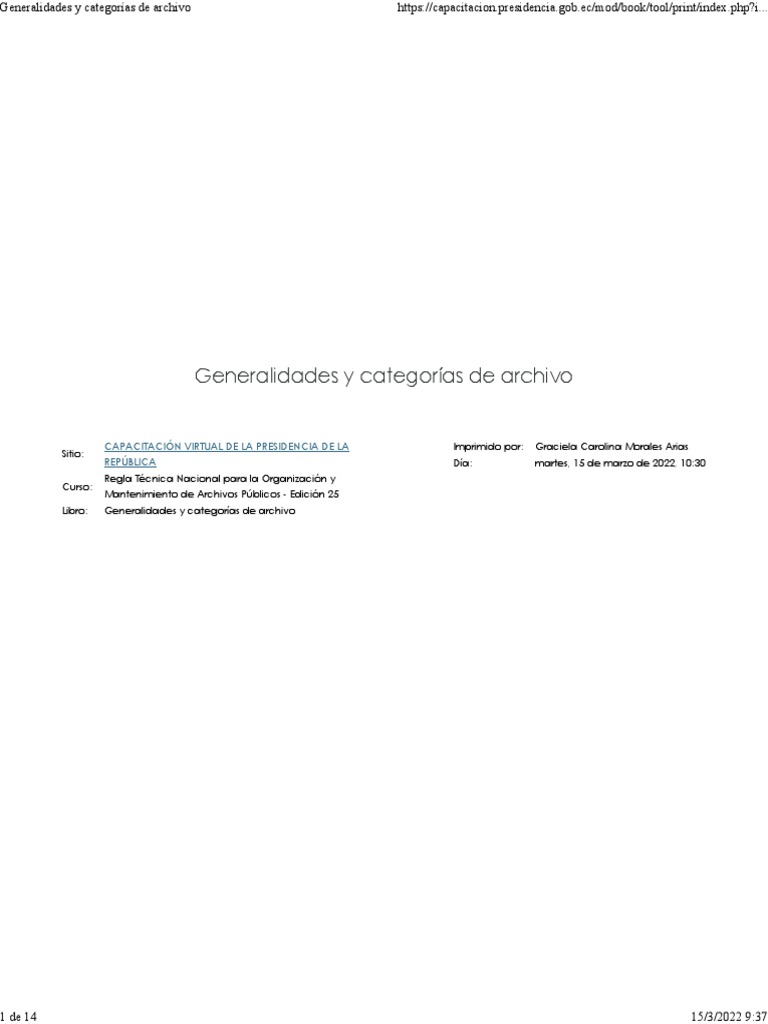 Generalidades y Categorías de Archivo | PDF | Gestión de registros