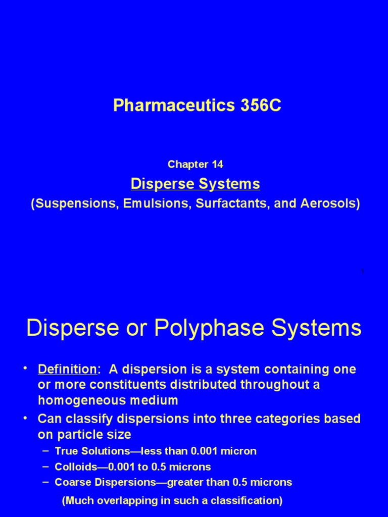 Disperse Systems in Pharmaceutics | PDF | Emulsion | Colloid