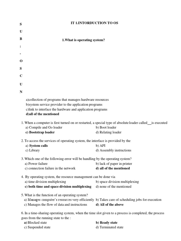 Os Mcq Pdf Process Computing Scheduling Computing 7033