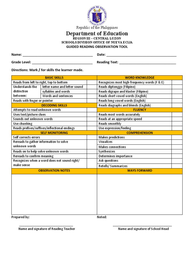 Reading Remediation Monitoring Tool | PDF | Word | Reading Comprehension